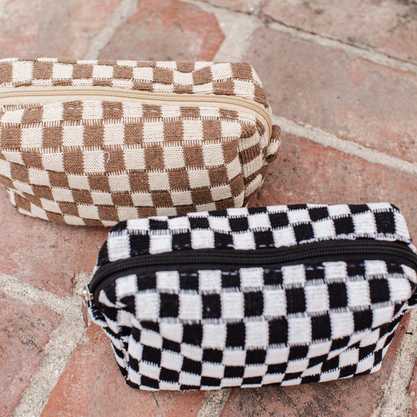 Checkered Pouch Bag *TWO COLORS *MOCHA *BLACK – Chloe Vs Tank The Boutique